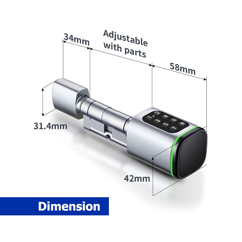 S1P-Adjustable TTLock APP Cylinder Smart Door Lock Password Digital RF ...